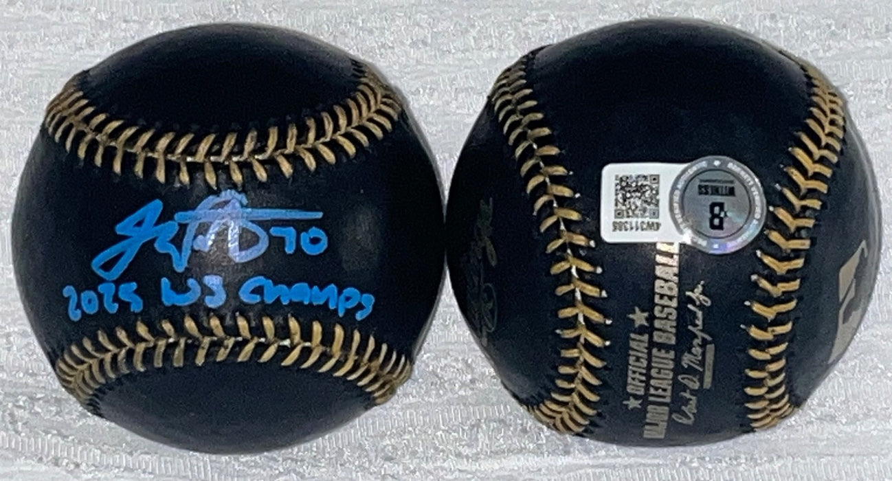 Justin Wrobleski Dodgers Signed Black Baseball Beckett Witness 2025 WS ...