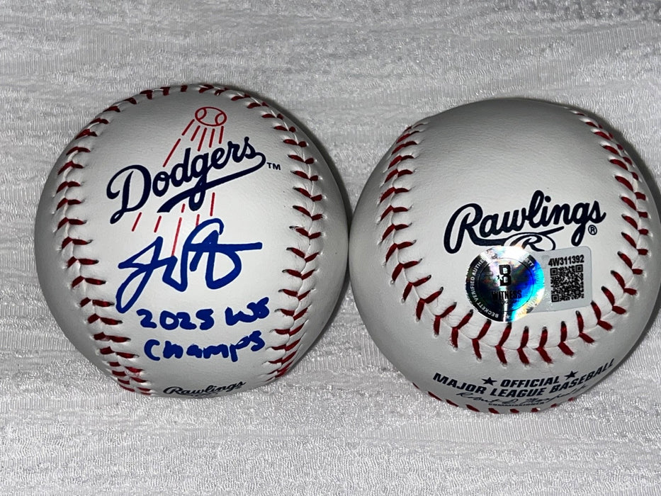 Justin Wrobleski Dodgers Signed Logo Baseball Beckett Witness 2025 WS ...